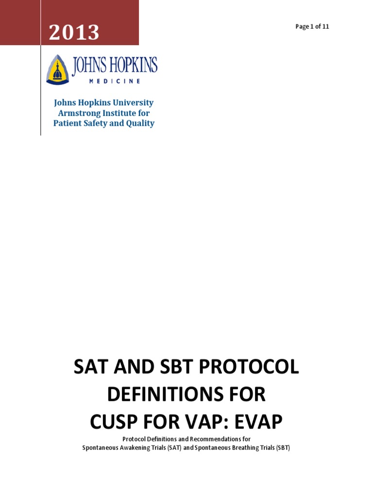SAT SBT Protocol | PDF | Physiology | Diseases And Disorders