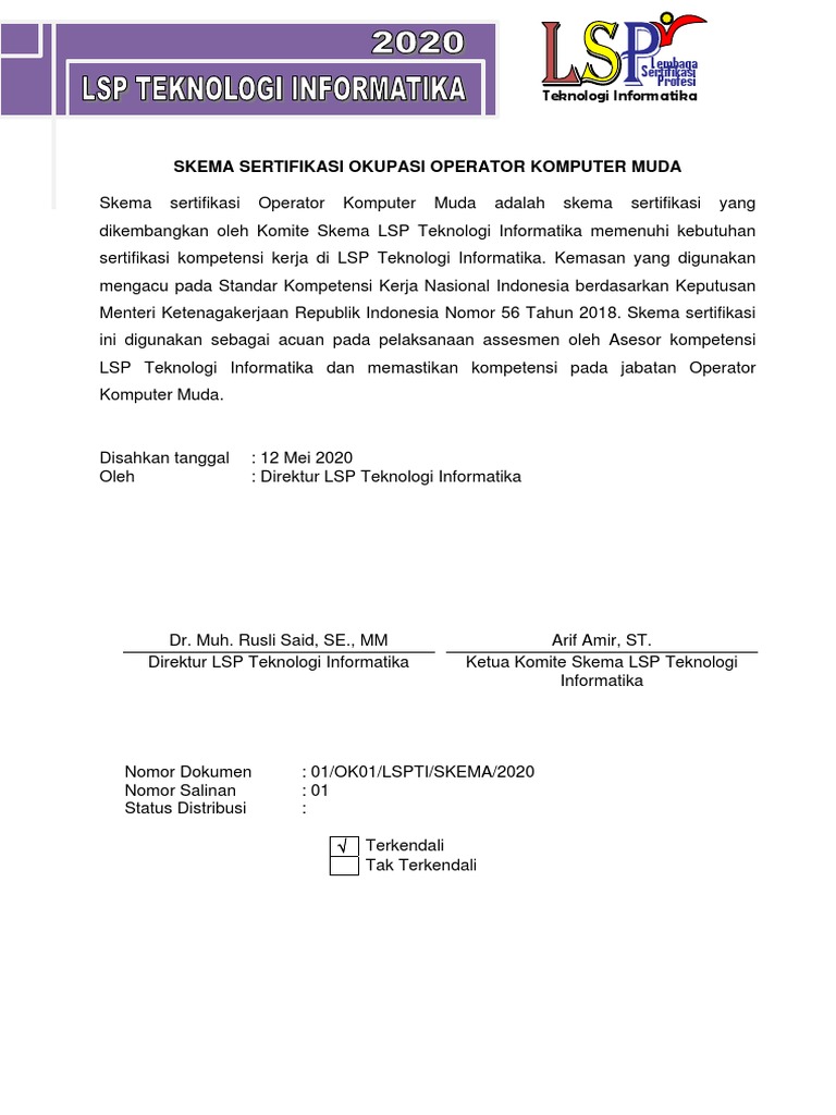 Microsoft Word - 1. Skema Operator Komputer Muda | PDF