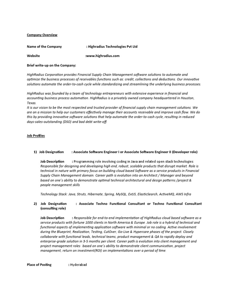 HighRadius Technologies Company Overview | PDF | Supply Chain ...