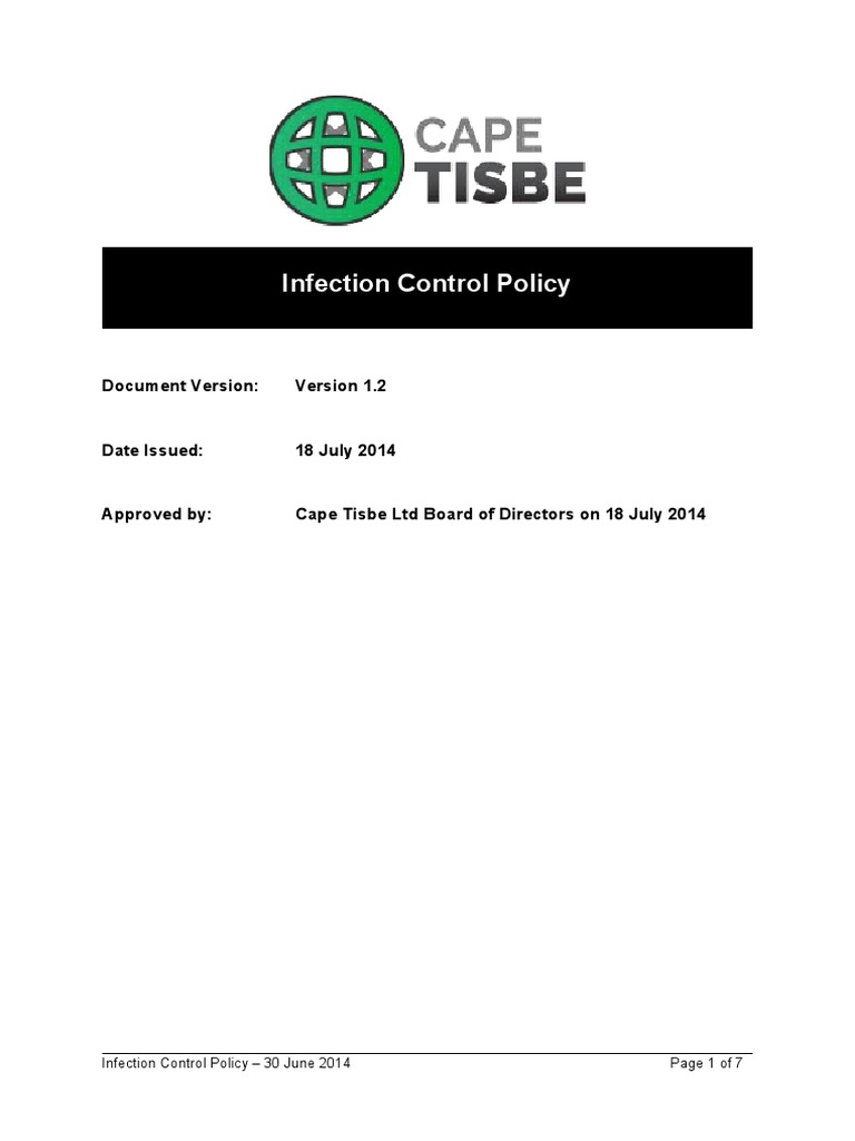 Infection Control Policy: Document Version | PDF | Infection Control ...