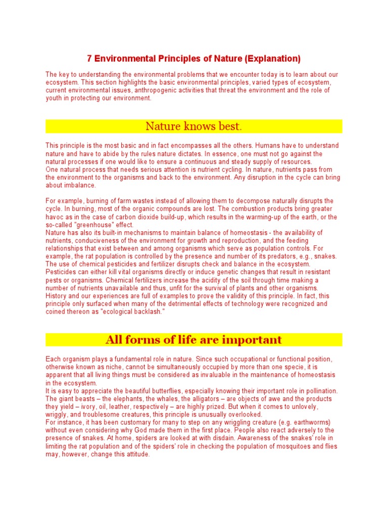 Nature Knows Best.: All Forms of Life Are Important | PDF | Ecosystem ...