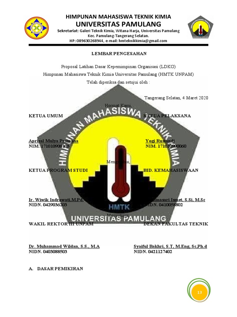 Contoh Proposal LDKO HMTK 2020 | PDF