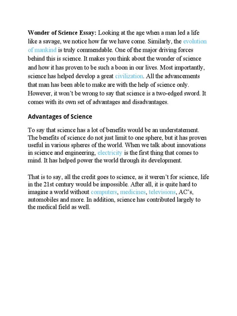 Wonder of Science Essay | PDF