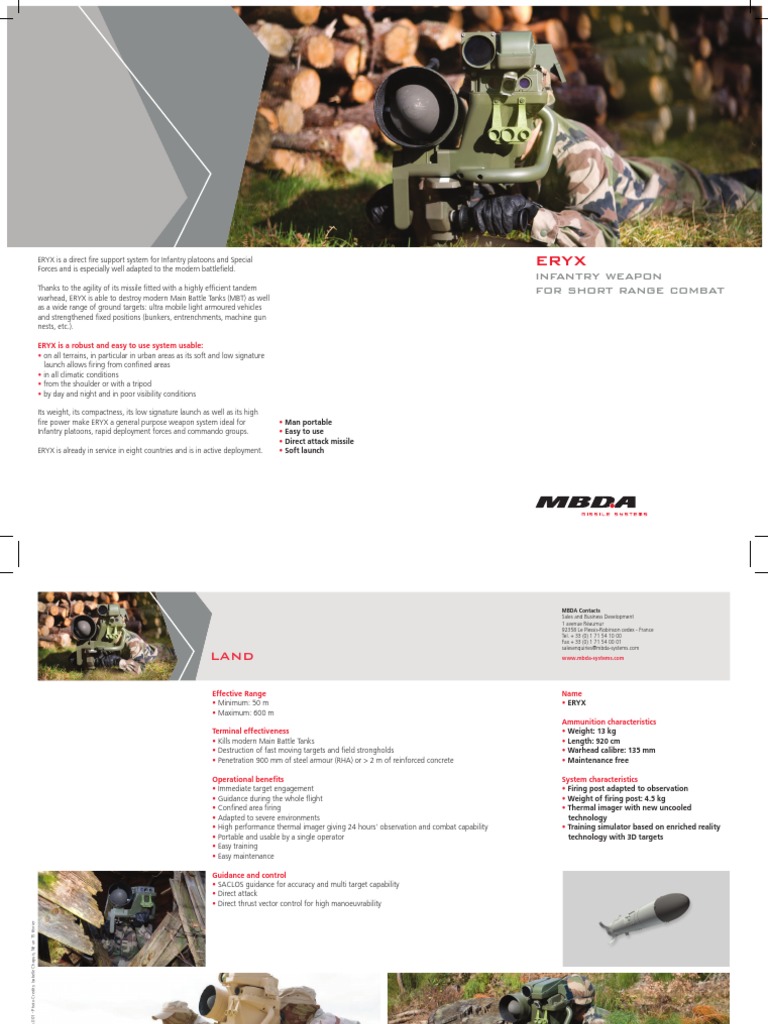 Infantry Weapon For Short Range Combat: ERYX Is A Robust and Easy To ...