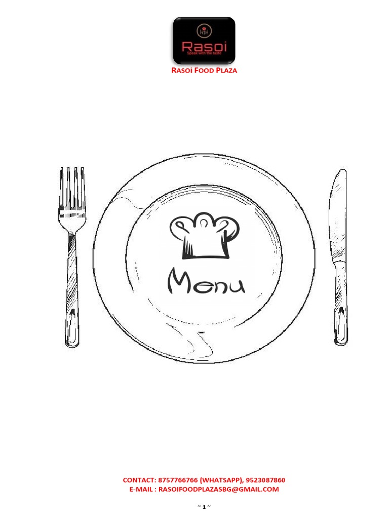 Rasoi Food Plaza Menu | PDF | Curry | South Asian Cuisine