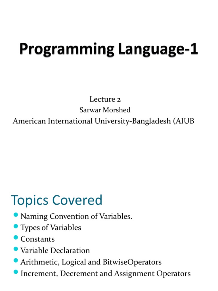 3.variables & Operators | PDF | Integer (Computer Science) | Encodings