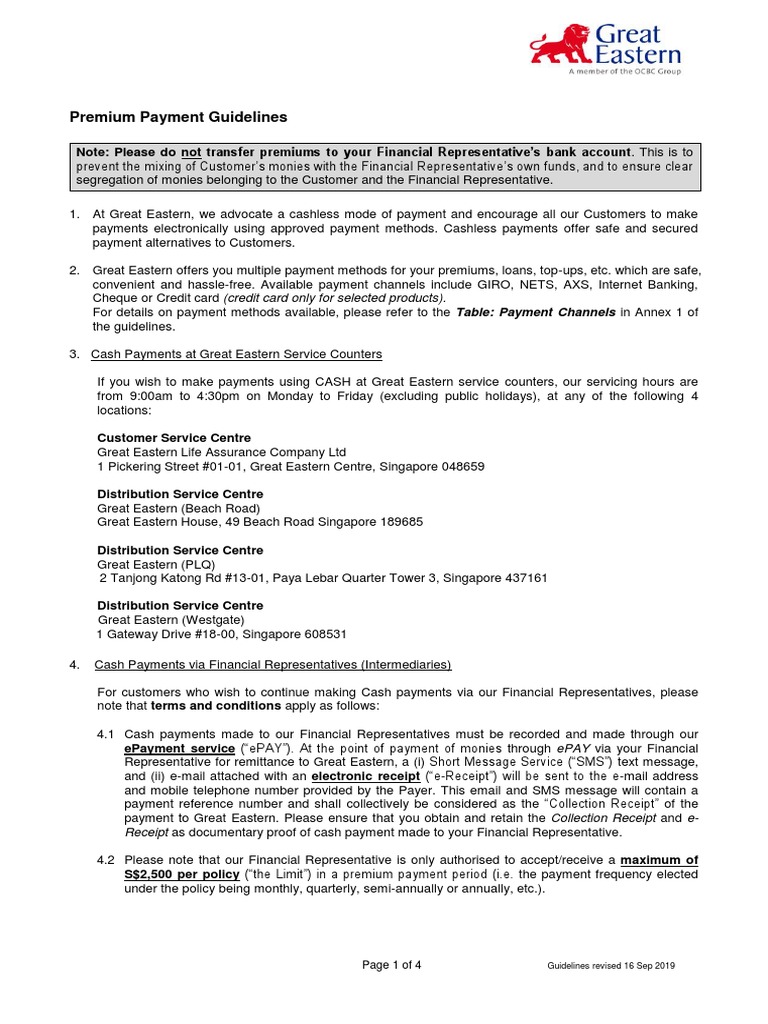 Premium Payment Guidelines | PDF | Payments | Cheque