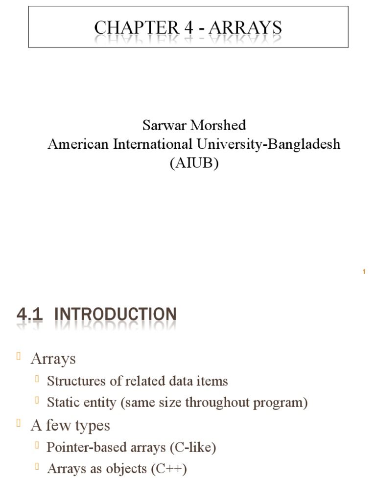 Sarwar Morshed American International University-Bangladesh (AIUB) | PDF | Array Data Structure ...