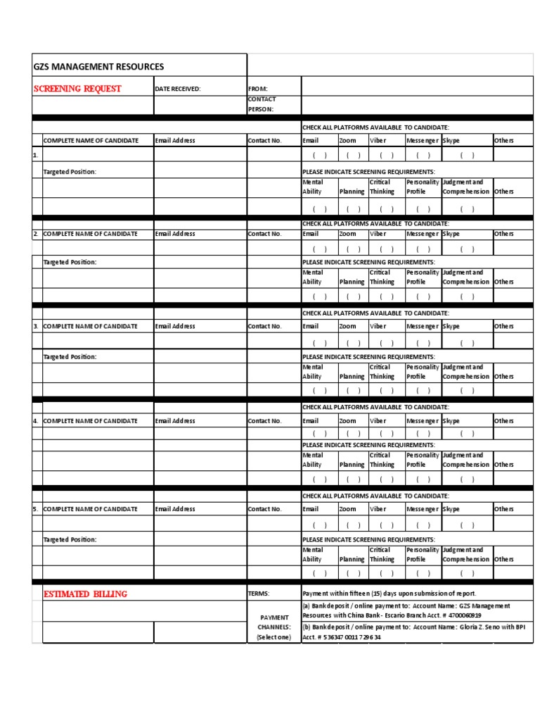 Screening Request Form | PDF | Banking | Financial Services