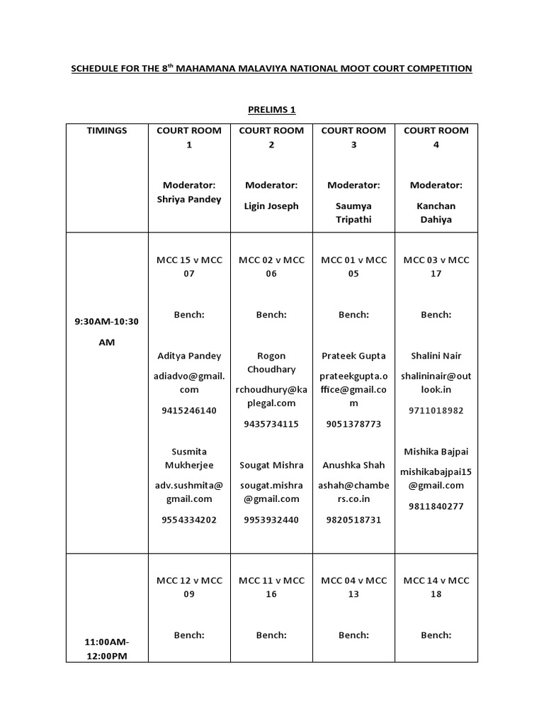 Courtroom Schedule | PDF Courtroom Schedule | PDF