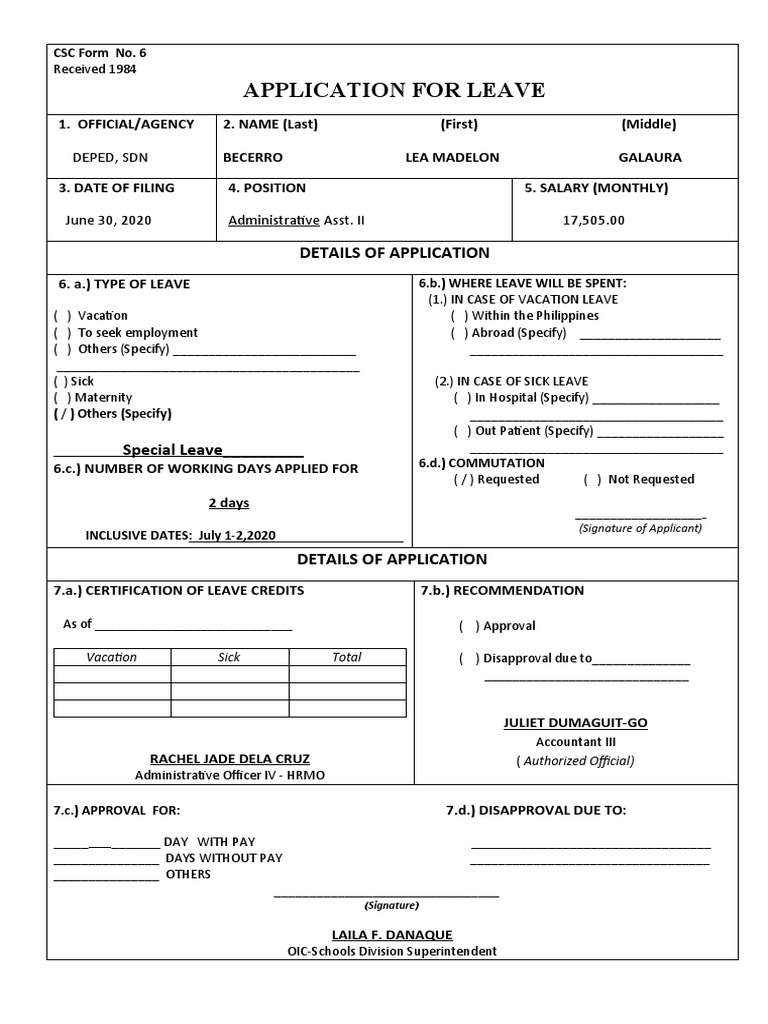Leave Form 2019 | PDF | Government | Business