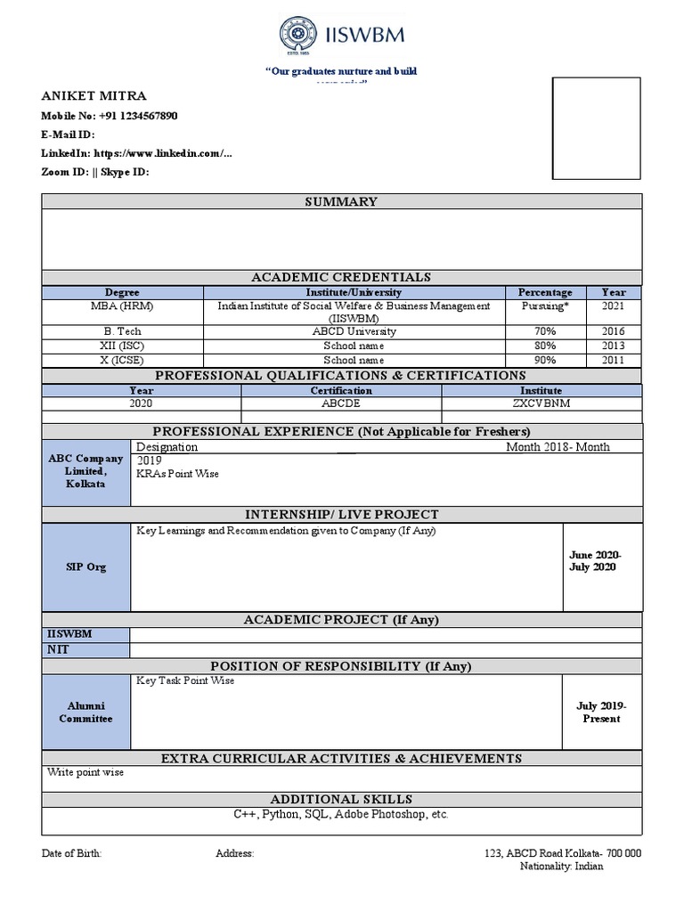 CV Sample - Template | PDF | Qualifications | Educational Stages