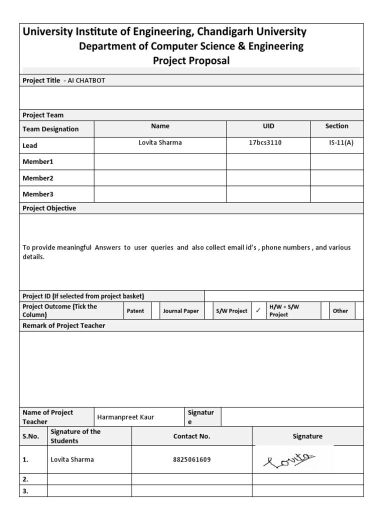 Department of Computer Science & Engineering Project Proposal | PDF