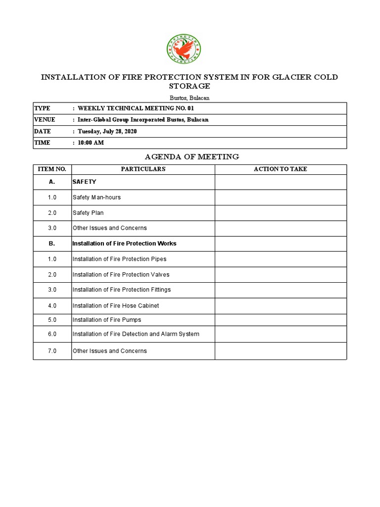 Installation of Fire Protection System in For Glacier Cold Storage | PDF