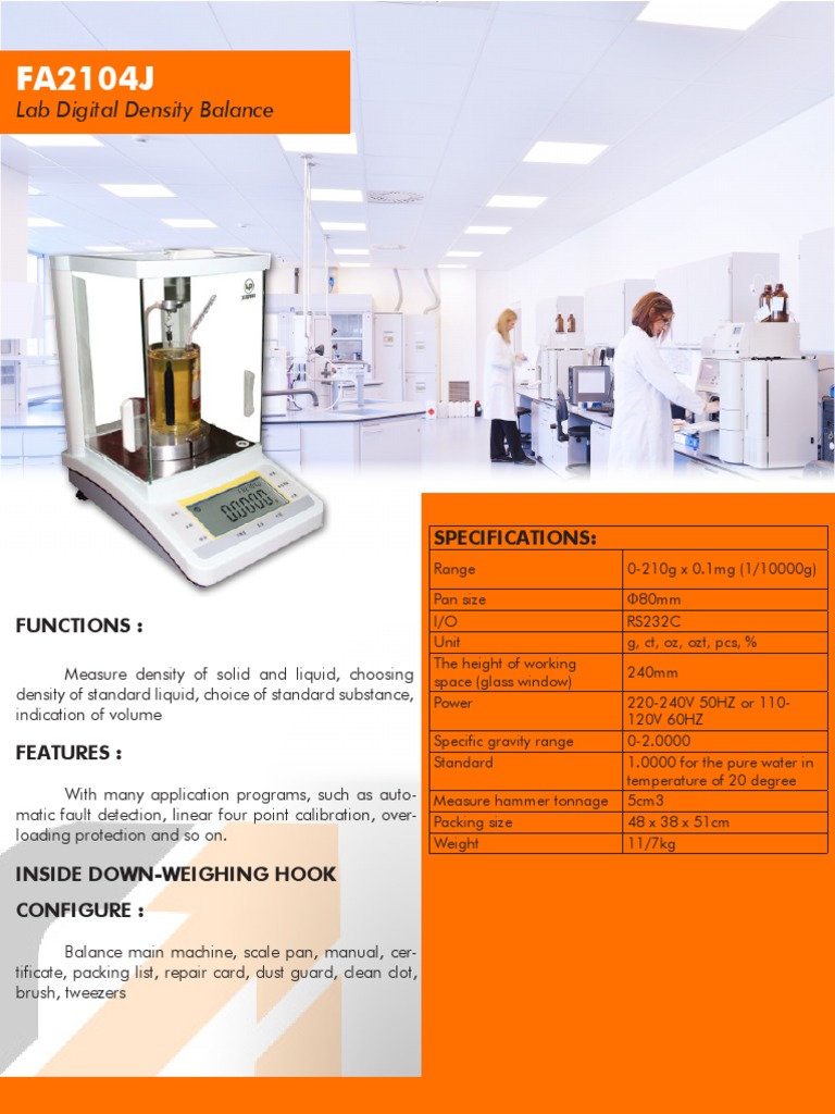 Lab Digital Density Balance: Specifications | PDF