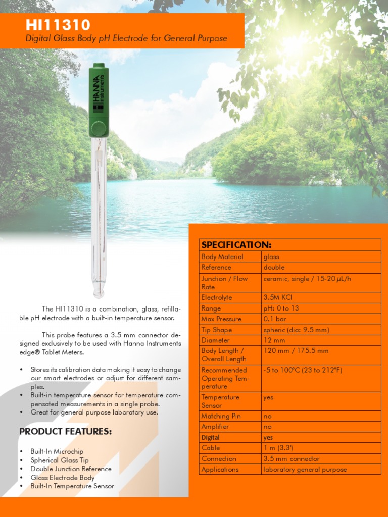 Digital Glass Body PH Electrode For General Purpose: Specification | PDF