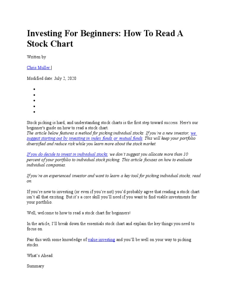 Investing For Beginners: How To Read A Stock Chart: Chris Muller | PDF ...