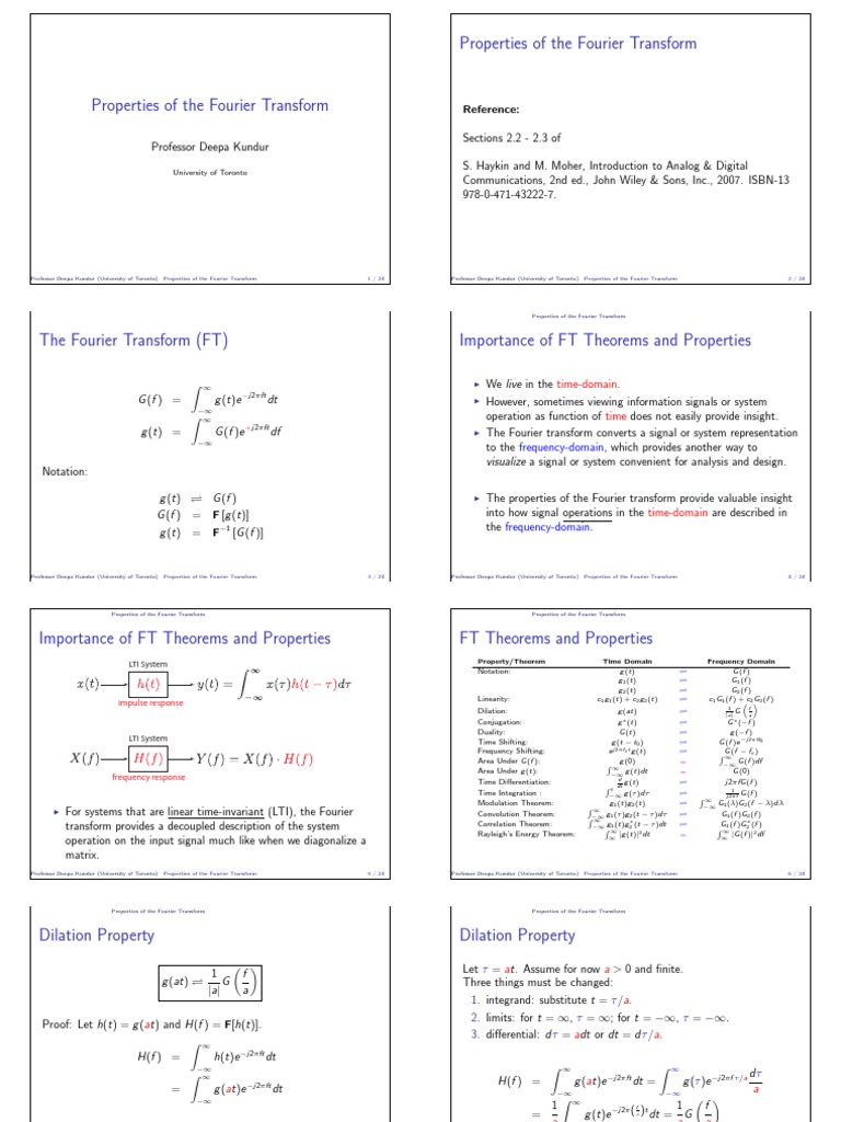 Properties of The Fourier Transform | PDF | Fourier Transform | Convolution