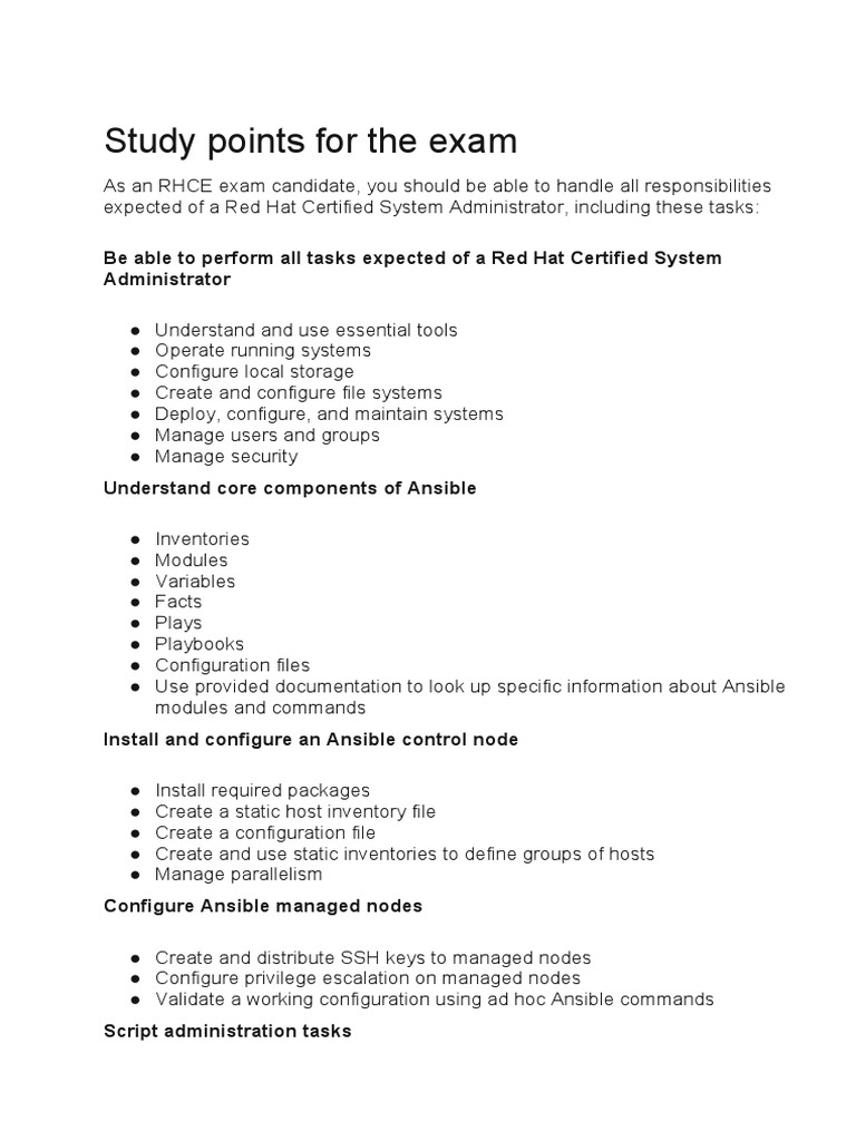 EX294 Red Hat Certified Engineer (RHCE) Exam For Red Hat Enterprise Linux 8 | PDF | System ...