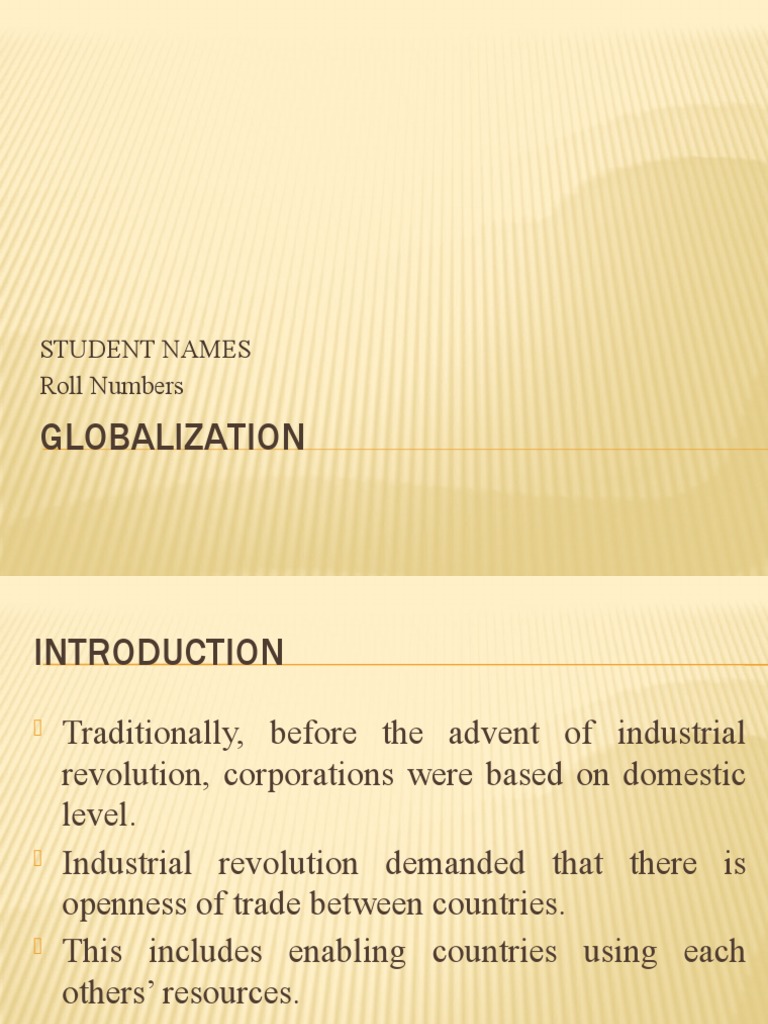 Globalisation Presentation | PDF | Globalization | Poverty