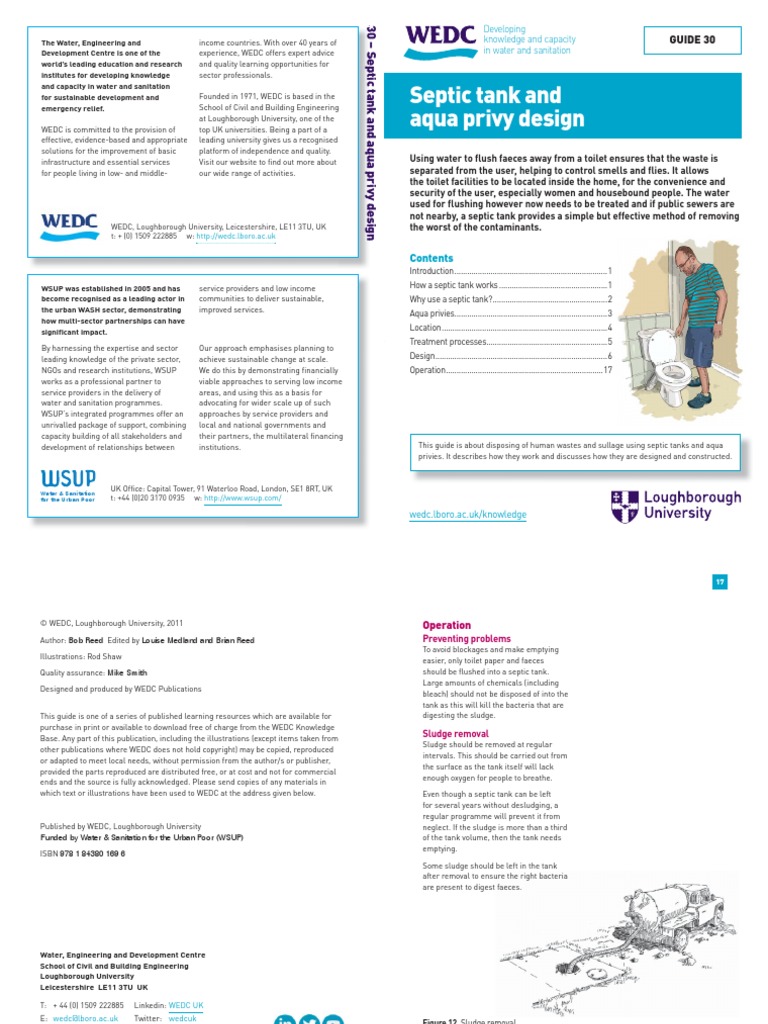 Septic Tank and Aqua Privy Design: Guide 30 | PDF | Septic Tank ...