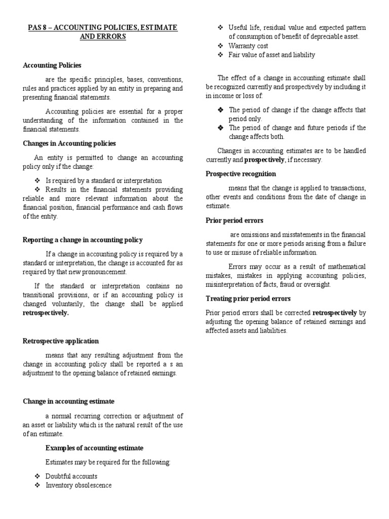 PAS 8 | Accounting | Financial Statement