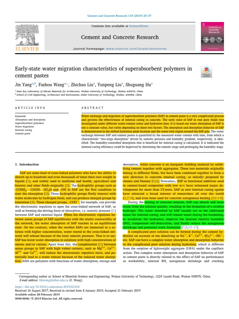 Cement and Concrete Research: Sciencedirect | PDF | Concrete | Cement