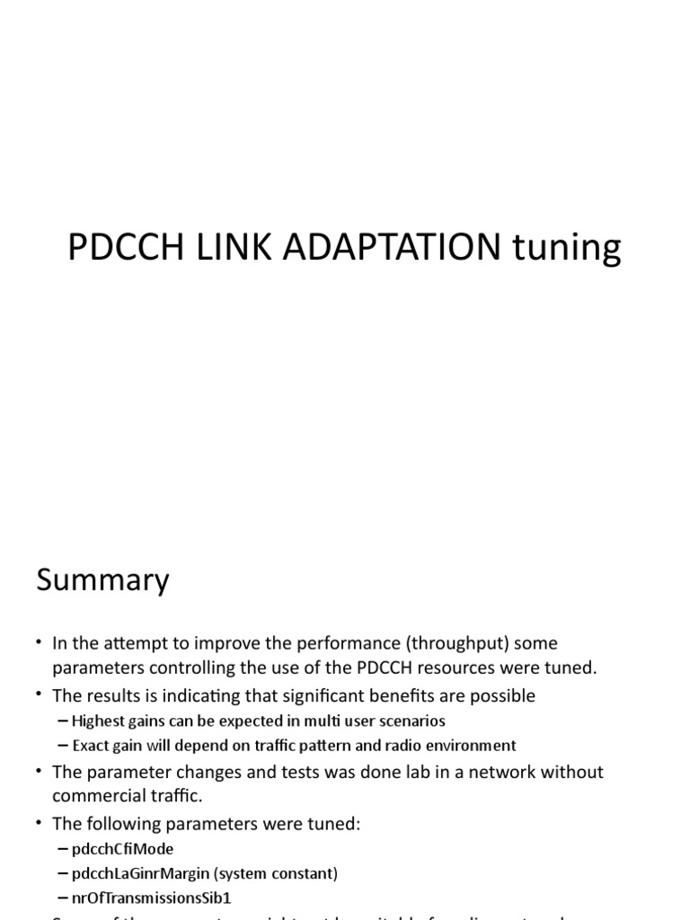 PDCCH Link Adaptation Tuning Results | PDF | Transmission Control ...