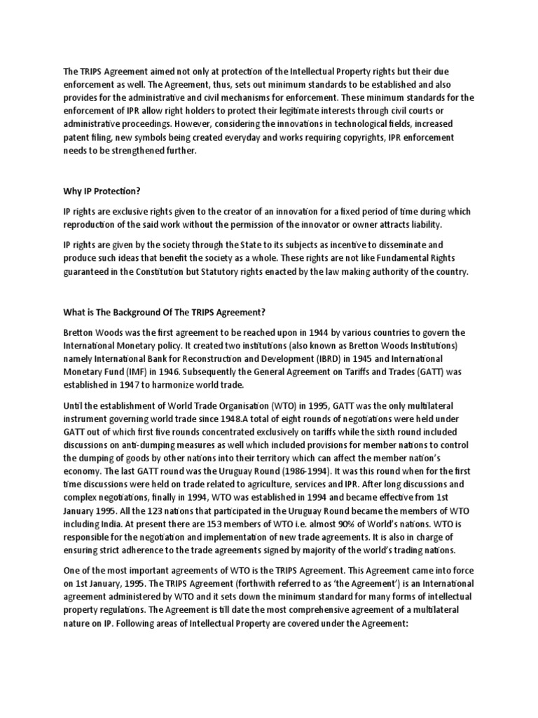 Why IP Protection? | PDF | Trips Agreement | Intellectual Property