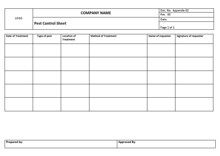 Pest Control Log: Tracking Treatments, Locations, Methods and ...