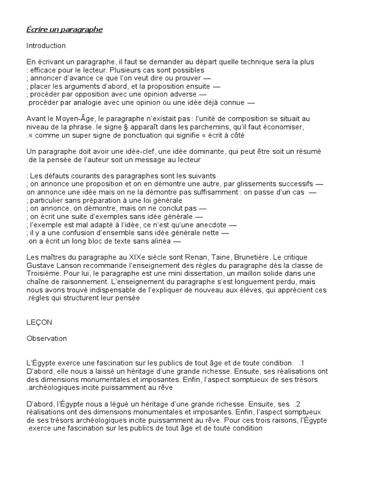 Écrire Un Paragraphe | PDF | A priori et a posteriori | Des sports