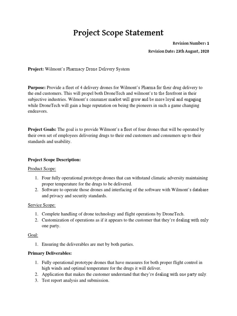 Project Scope Statement PDF | Download Free PDF | Unmanned Aerial ...