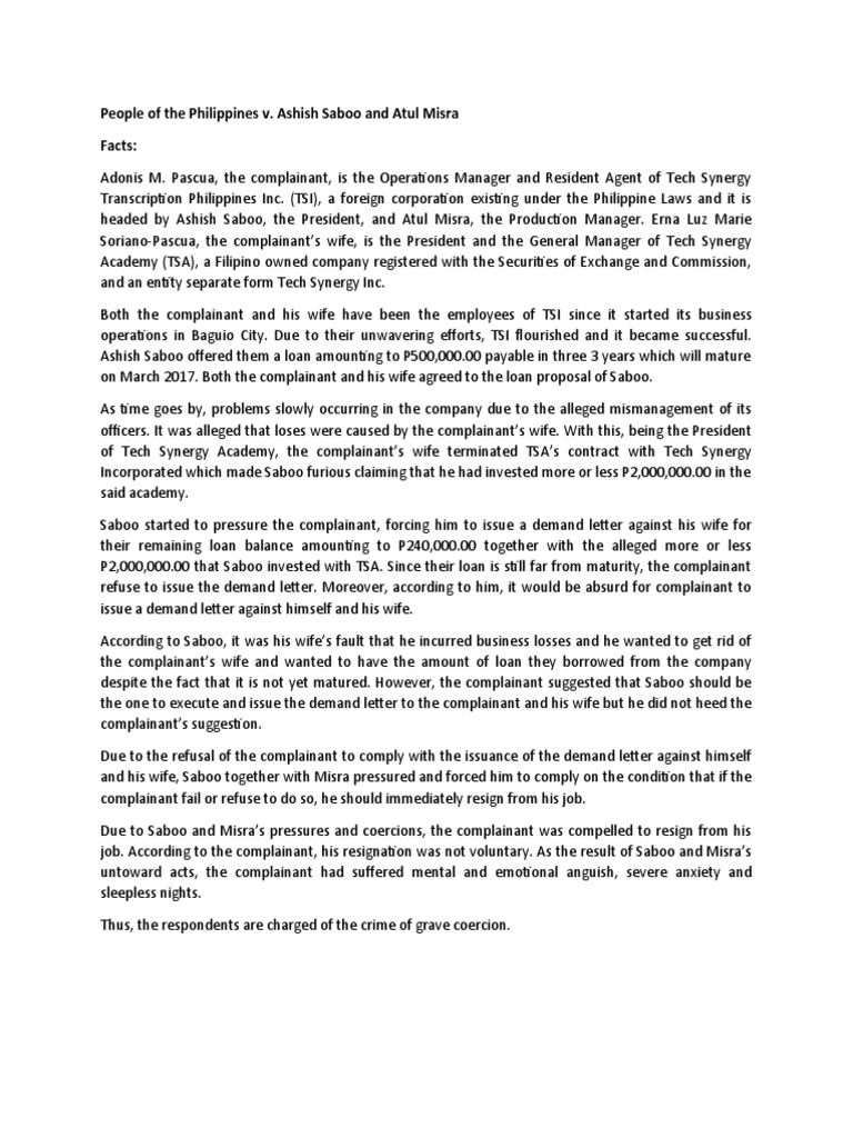 People of The Philippines v. Ashish Saboo and Atul Misra | PDF ...