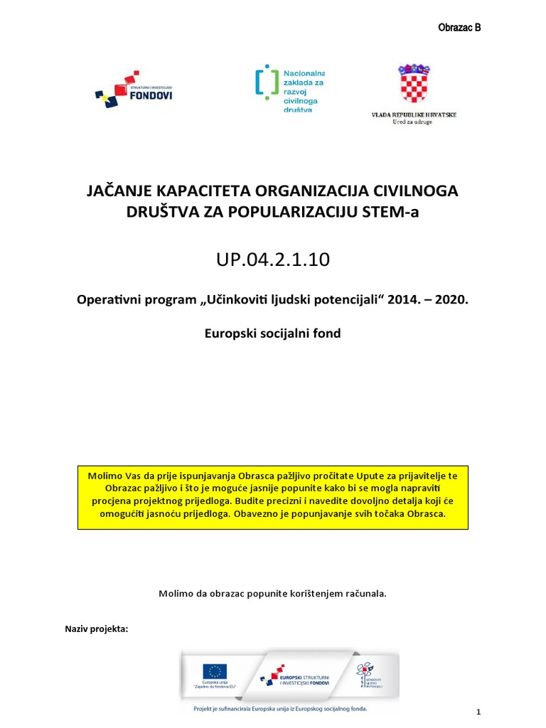 Prijavni Obrazac B | PDF