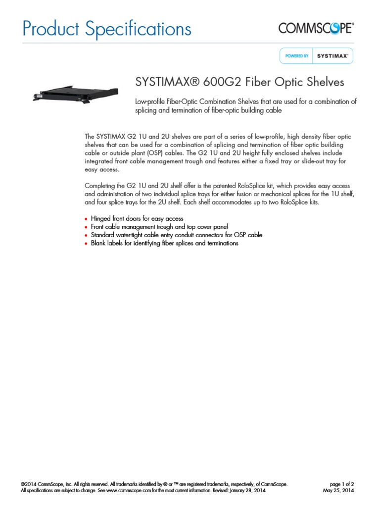 Product Specifications Product Specifications: SYSTIMAX® 600G2 Fiber ...