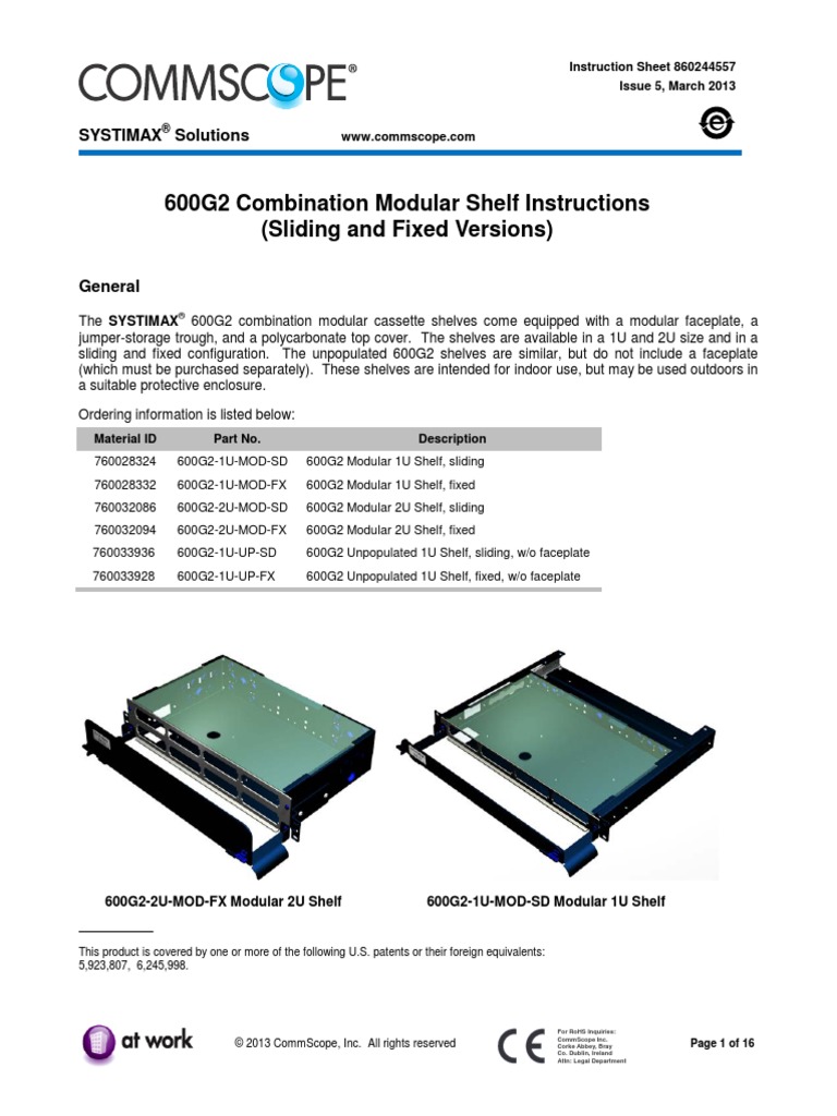 600G2 Combination Modular Shelf Instructions (Sliding and Fixed ...