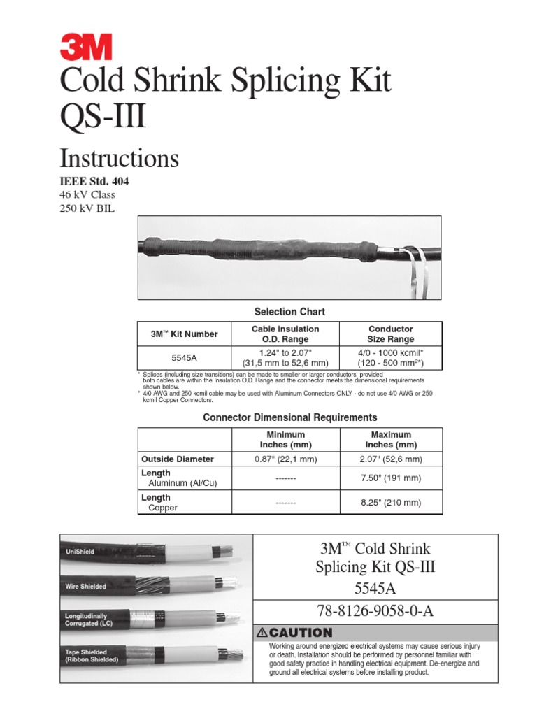 Cold Shrink Splicing Kit Qs-Iii: Instructions | PDF | Electrical ...
