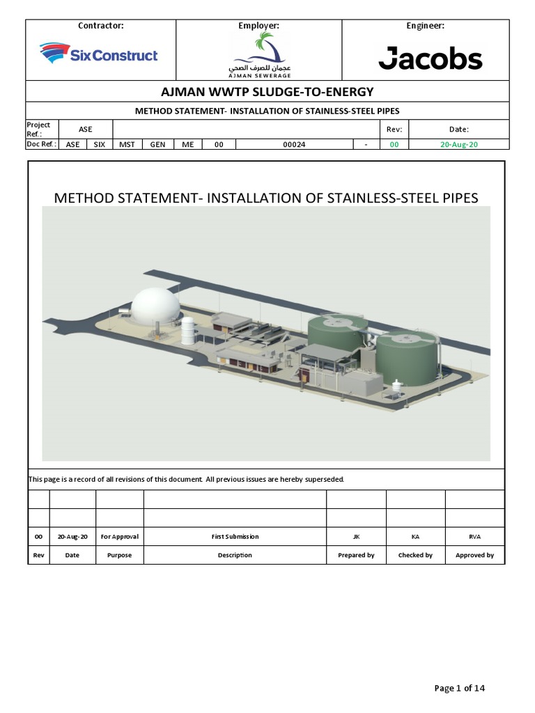 Method Statement For Installation SS Pipes | PDF | Pipe (Fluid ...
