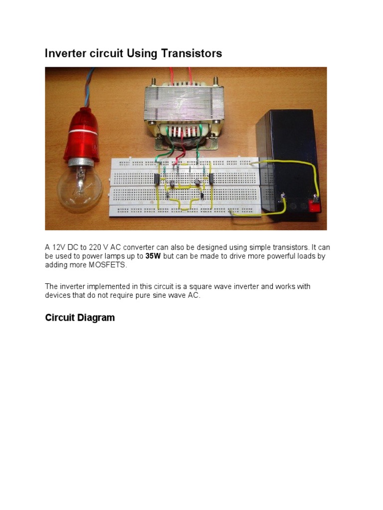 Inverter Circuit Using Transistors | PDF