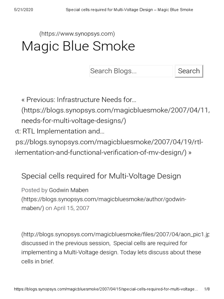 Special Cells Required For Multi-Voltage Design - Magic Blue Smoke | PDF