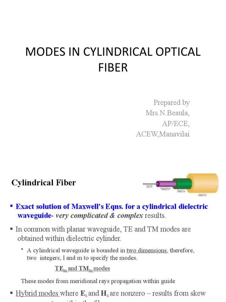 Modes in Cylindrical Optical Fiber | PDF | Optical Fiber | Oscillation