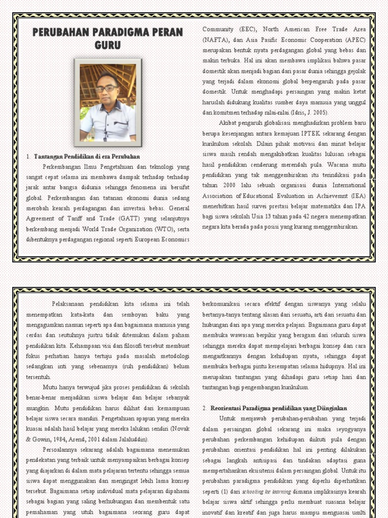 Perubahan Paradigma Peran Guru PDF | PDF | Karier & Perkembangan