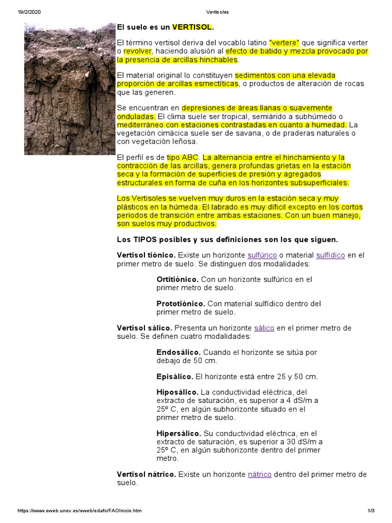 Características de los Vertisoles | PDF | Suelo | Materiales naturales