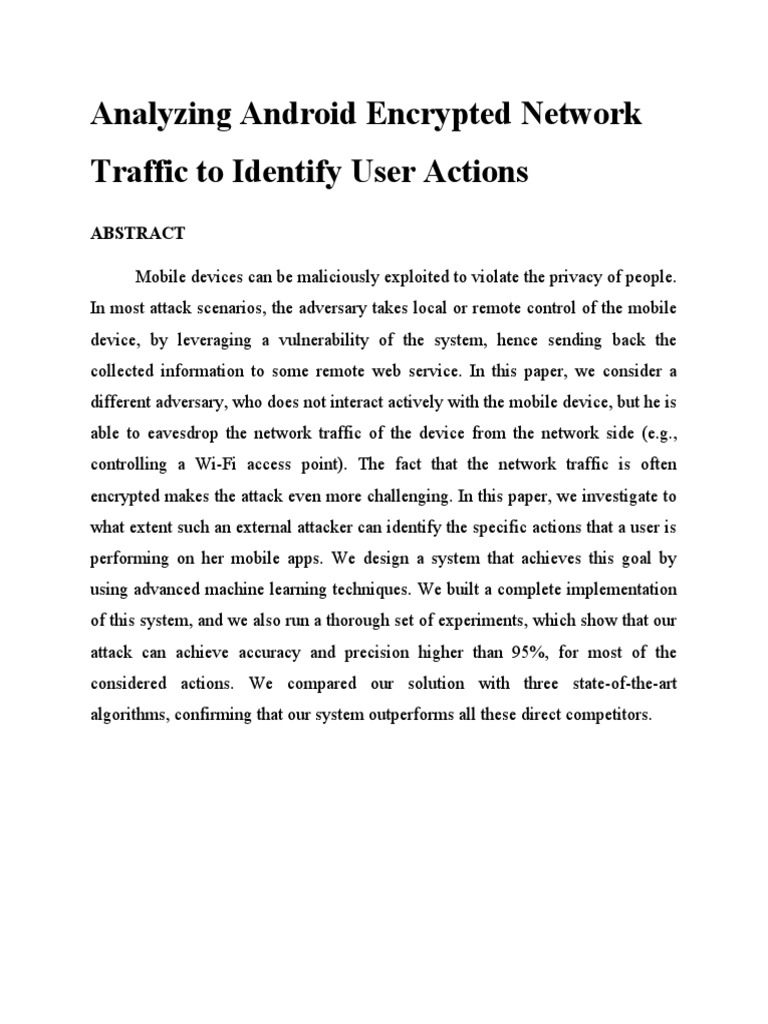 Analyzing Android Encrypted Network Traffic To Identify User Actions ...