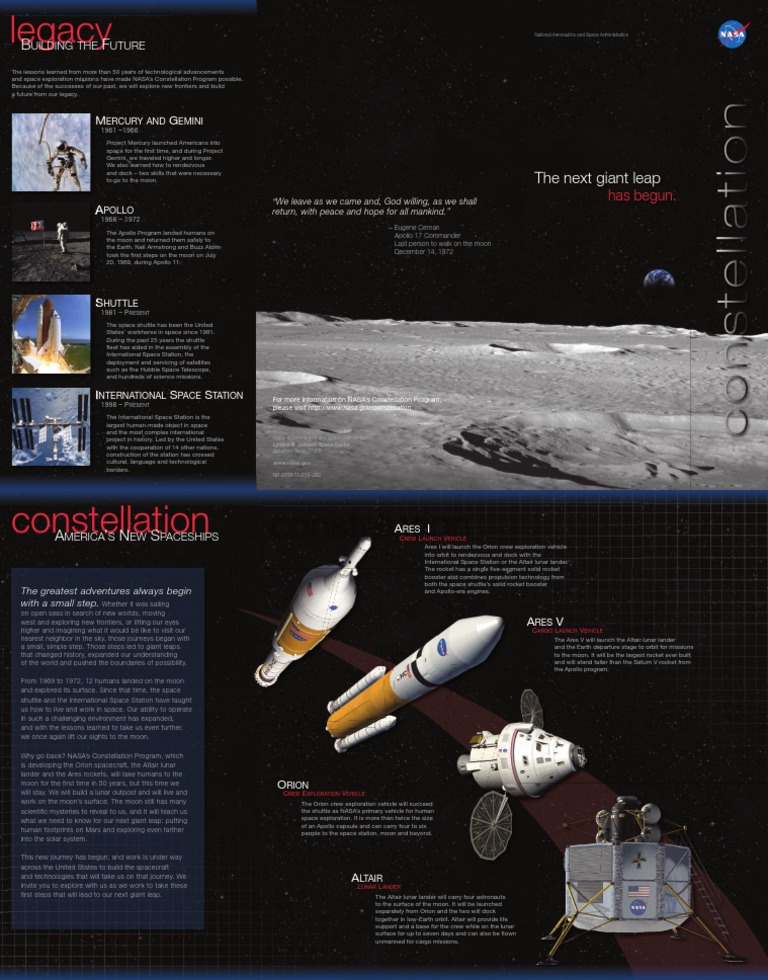Constellation Program Brochure Pdf Orion Spacecraft Nasa