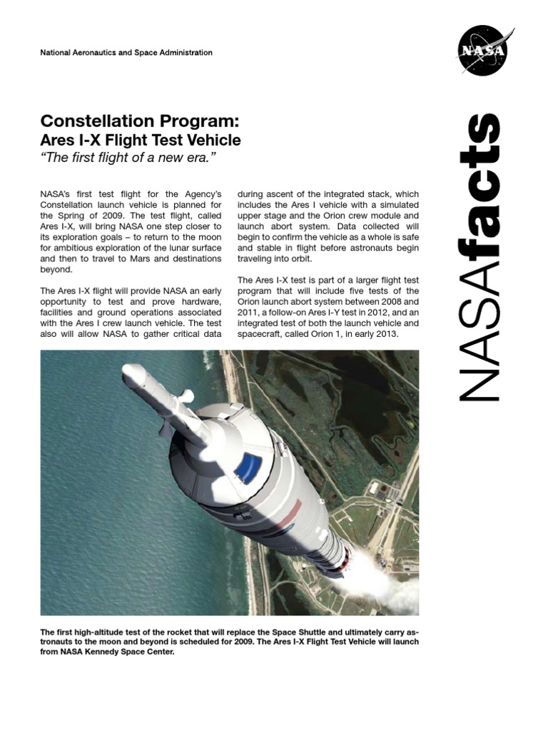 NASA Facts Constellation Program Ares I-X Flight Test Vehicle 2008 ...