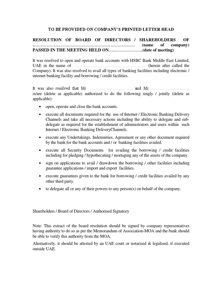 Specimen Board Resolution | PDF