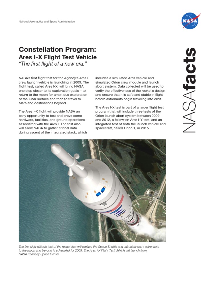 NASA Facts Constellation Program Ares I-X Flight Test Vehicle 2009 ...