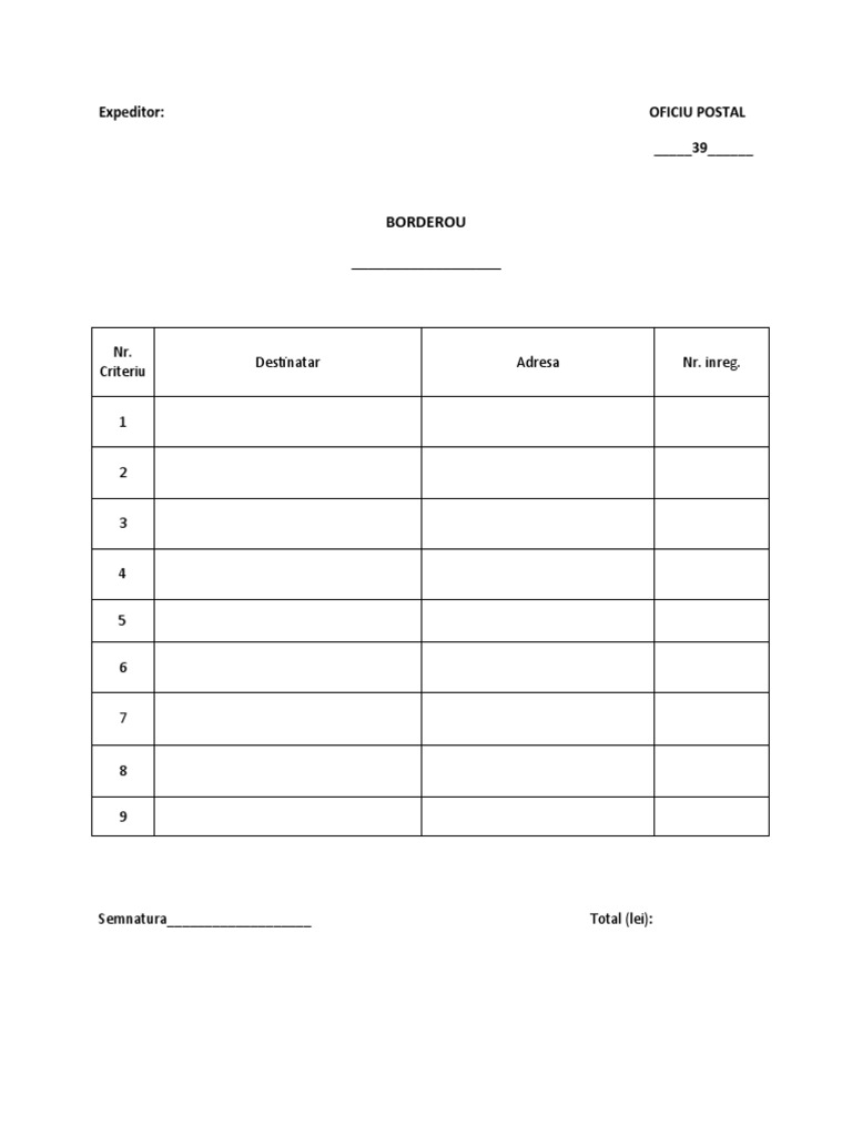 Borderou Posta | PDF