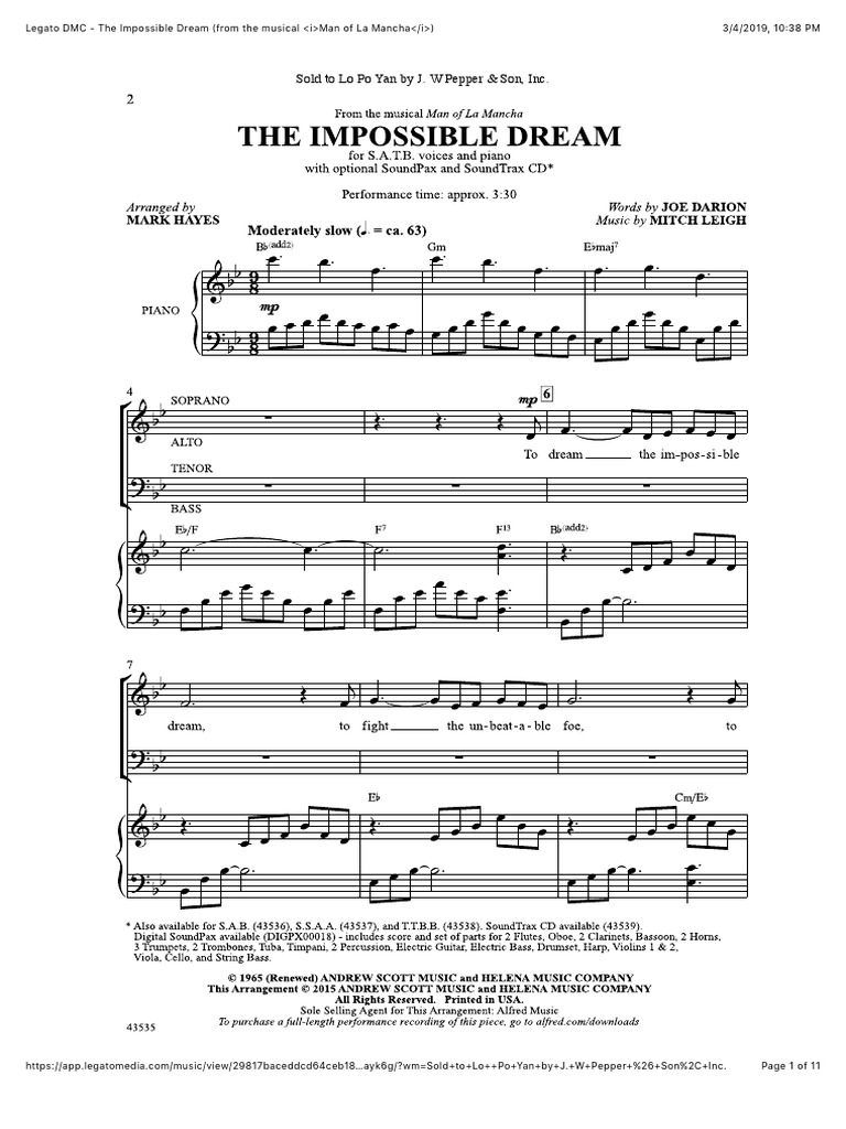 The Impossible Dream PDF | PDF | Entertainment (General)